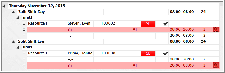 Suppress 1st or 2nd Half of Split Shift Example