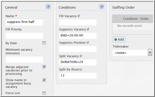 Suppress 1st or 2nd Half of Split Shift Example
